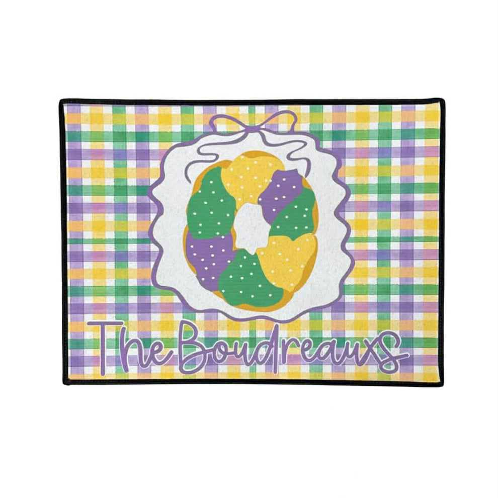 Custom Mardi Gras Plaid Door Mat – Fleurty Girl